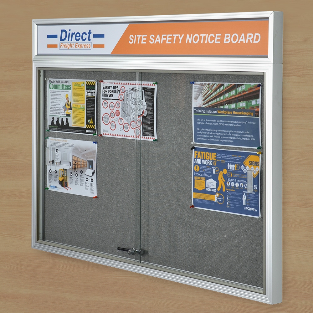 Tamperproof Notice Board – Sliding Door w/ Custom Header