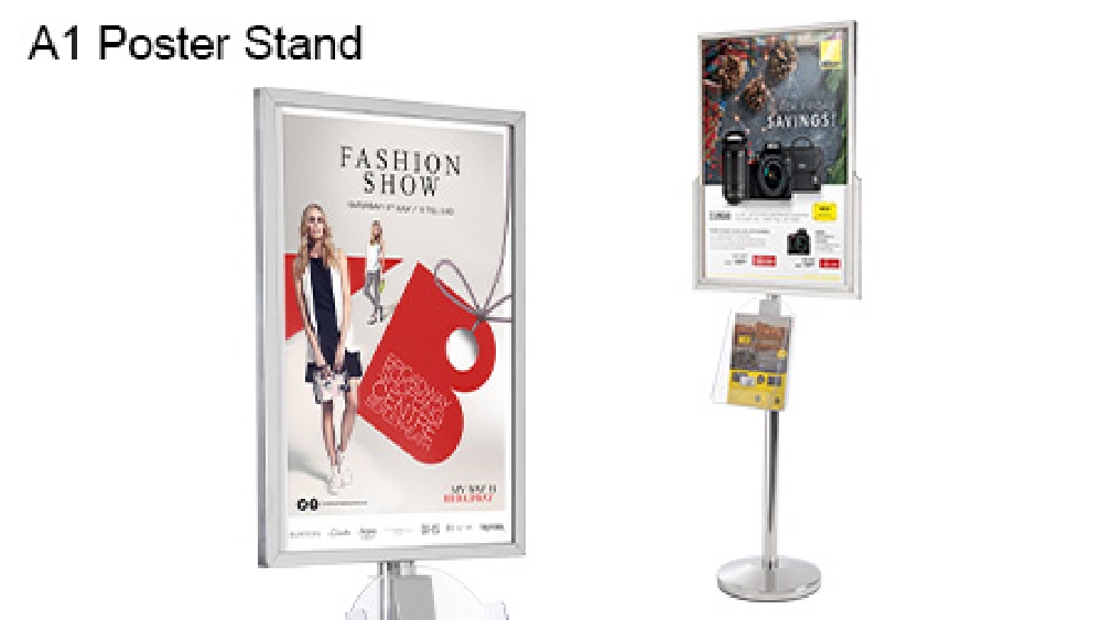 Floor Stand for Signs - A1 Dual-Sided w/A4 Pocket