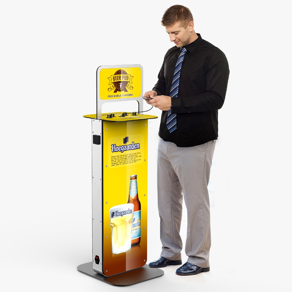 Charging Station Kiosk - 10 Cable & 2 Outlet Stand