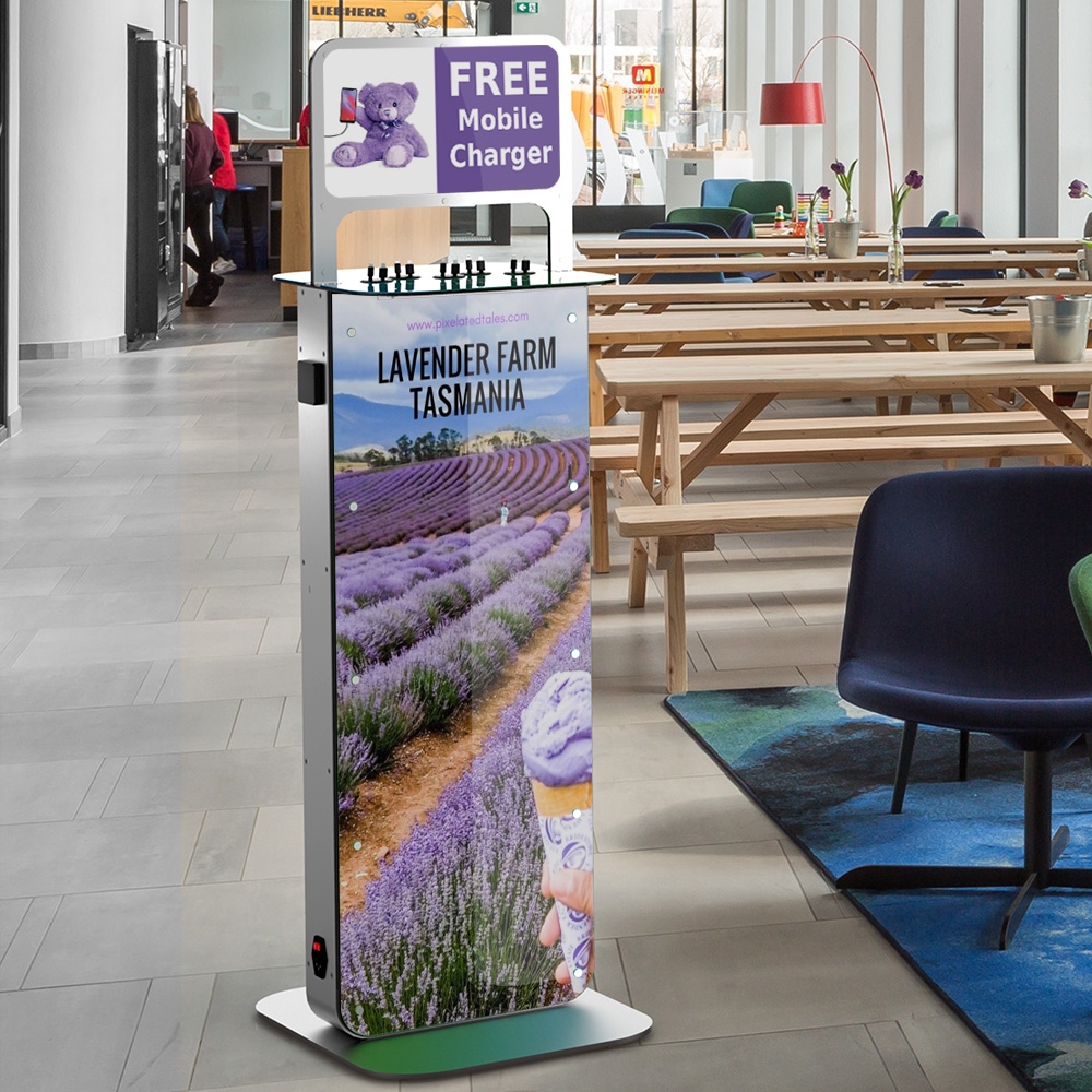 Charging Station Kiosk - 10 Cable & 2 Outlet Stand