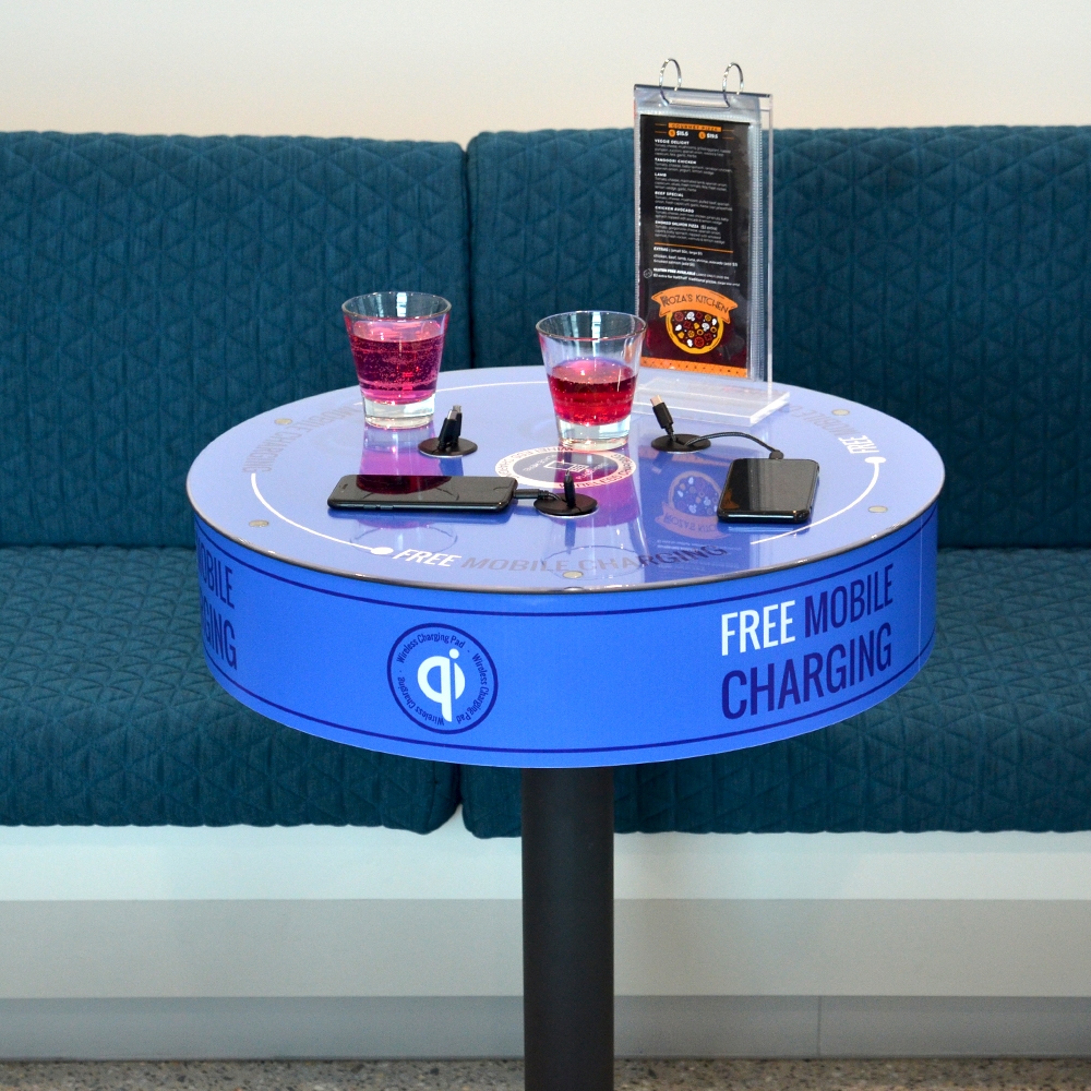 Cell Phone Charging Tables – Custom Print in Full Colour
