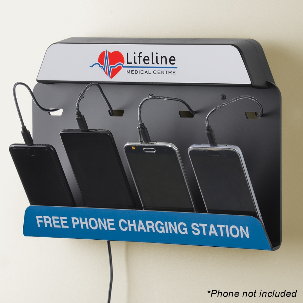 Wall Mounted Mobile Charging Station - 4 Cable Types!
