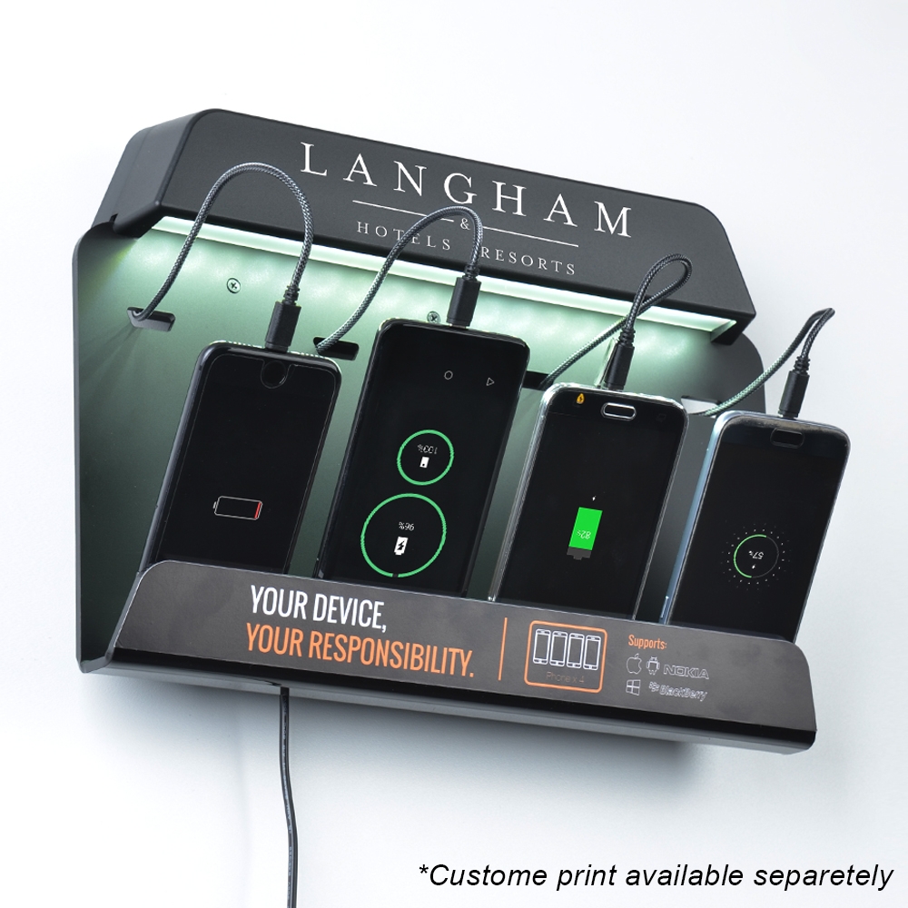 Wall Mounted Mobile Charging Station - 4 Cable Types!