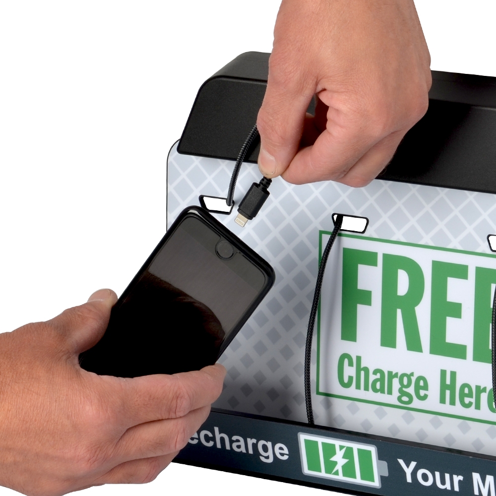 Wall Mounted Mobile Charging Station - 4 Cable Types!