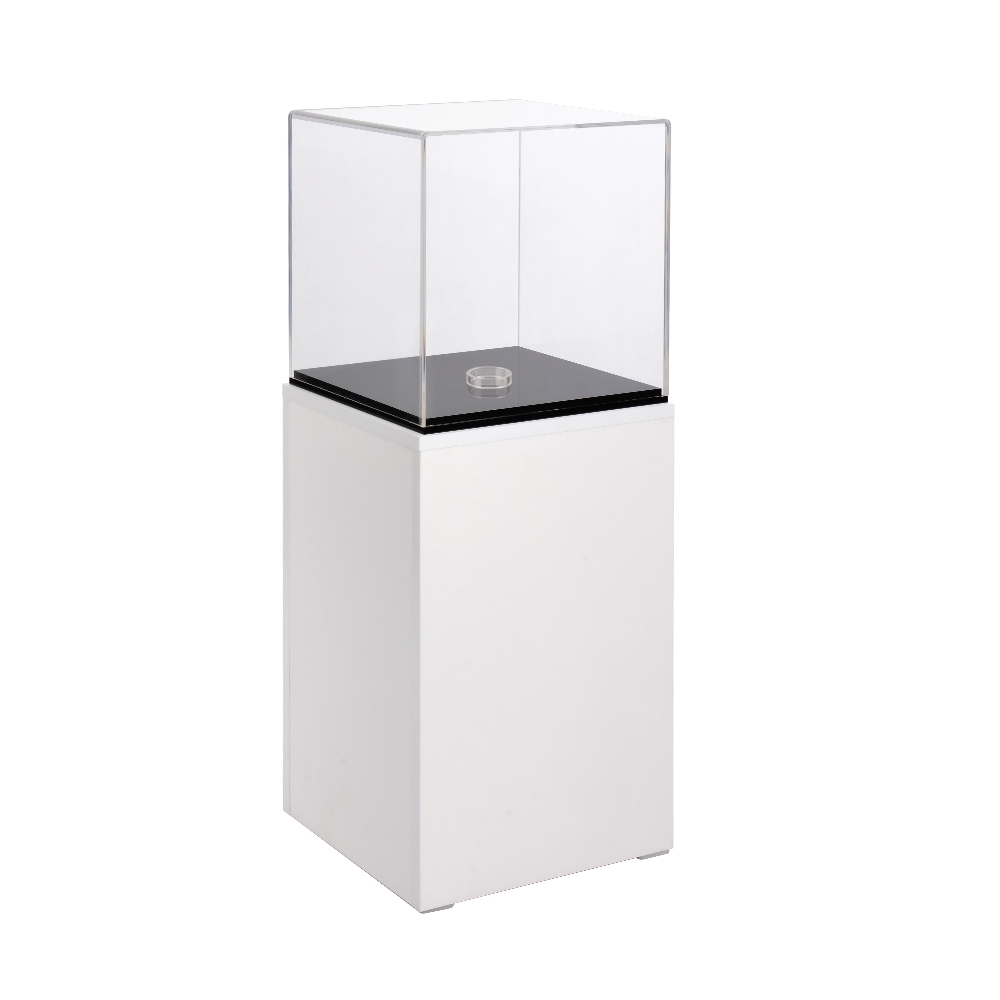 Pedestal Display Case - Acrylic Cube & 61cm White Plinth - Ships Same Day
