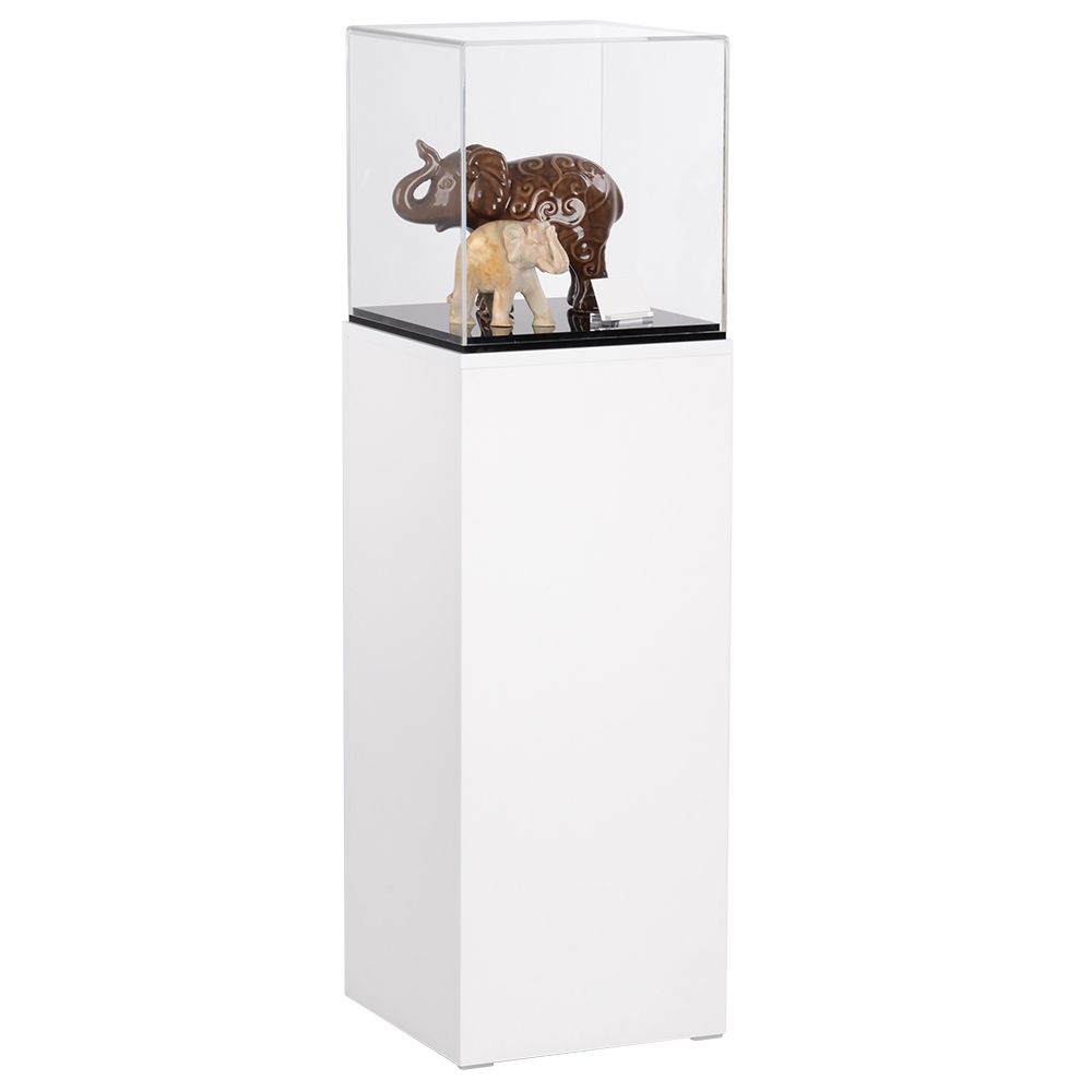 Museum Exhibit Cases - Acrylic Cube & White Plinth - Ships Same Day!