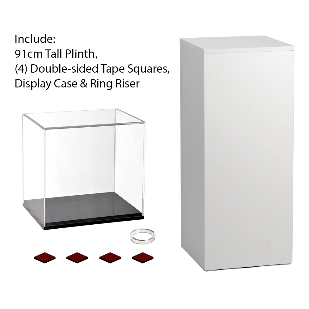 Museum Exhibit Cases - Acrylic Cube & White Plinth - Ships Same Day!
