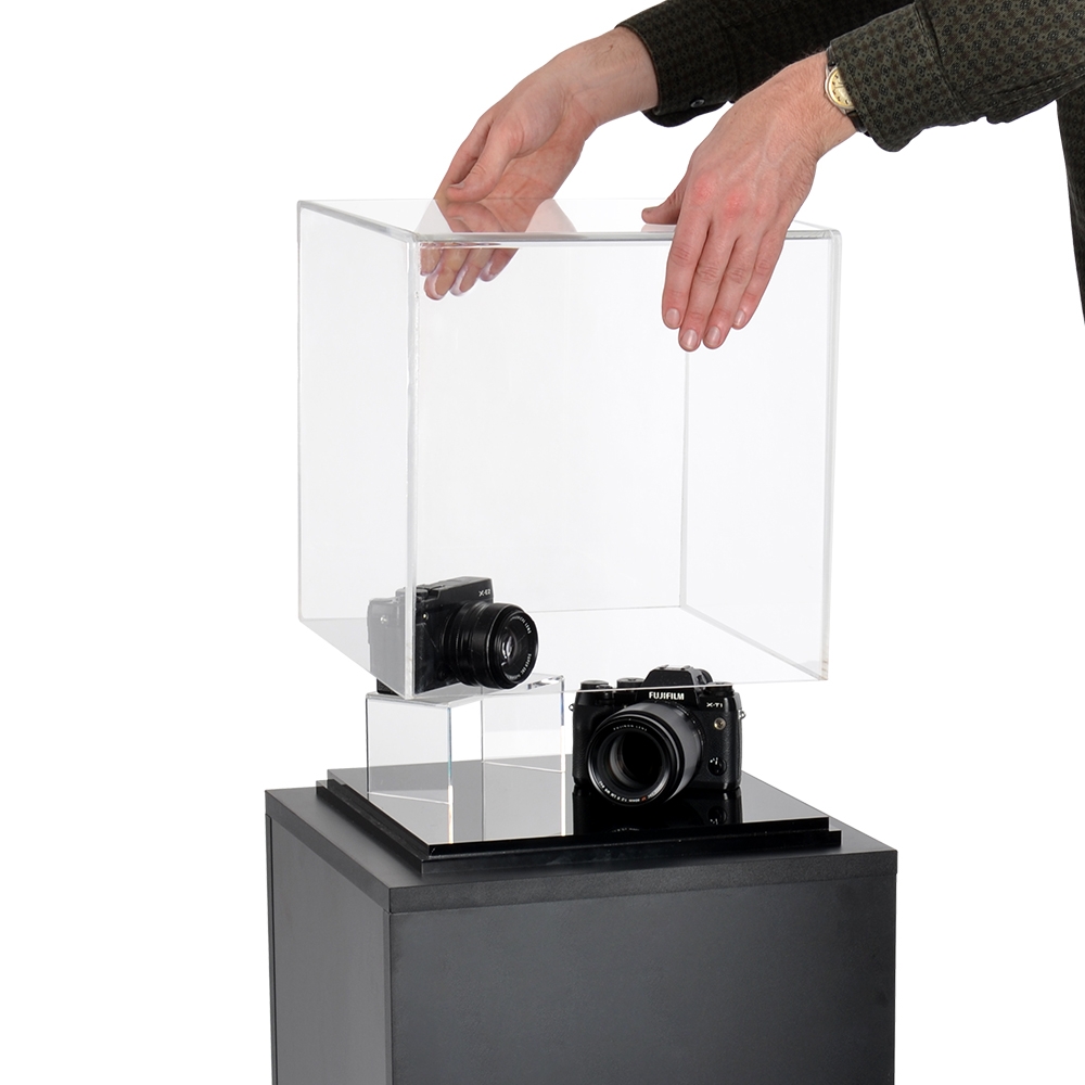 Art Display Case - Acrylic Cube & 61cm Black Plinth - Ships Same Day