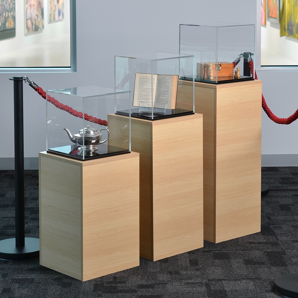 Acrylic Display Plinths - Cube & 61cm Maple Plinth - Ships Same Day