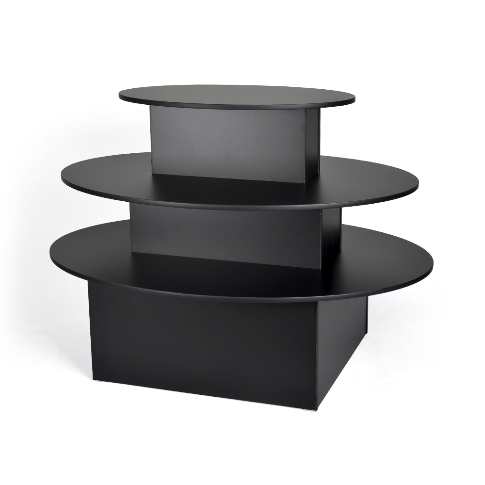 Oval Tiered Table - 105cm tall w/3 Levels - Black - Ships Same Day!