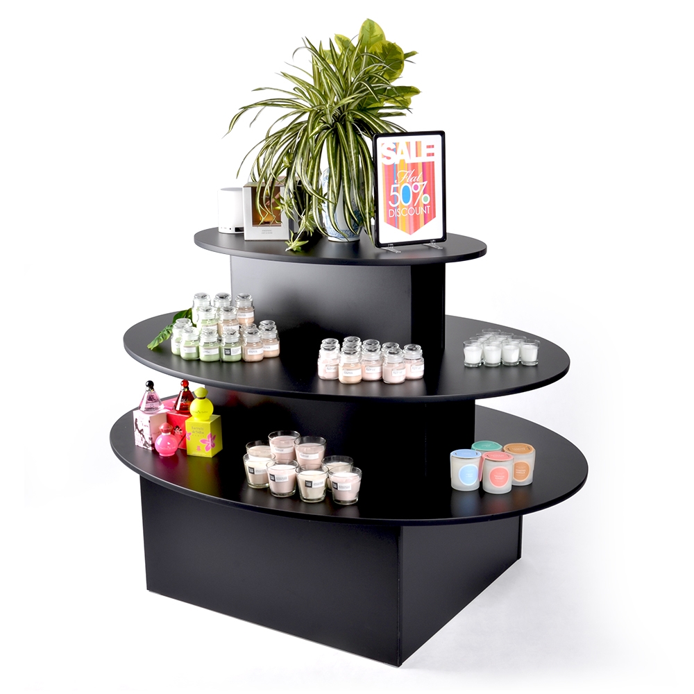 Oval Tiered Table - 105cm tall w/3 Levels - Black - Ships Same Day!