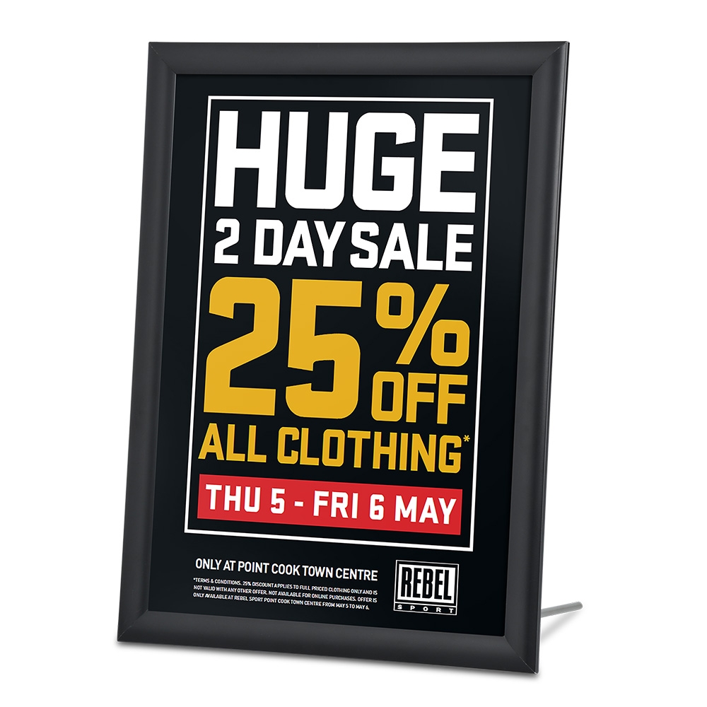 A3 Aluminium Poster Snap Frames - Black - Ships Same Day!