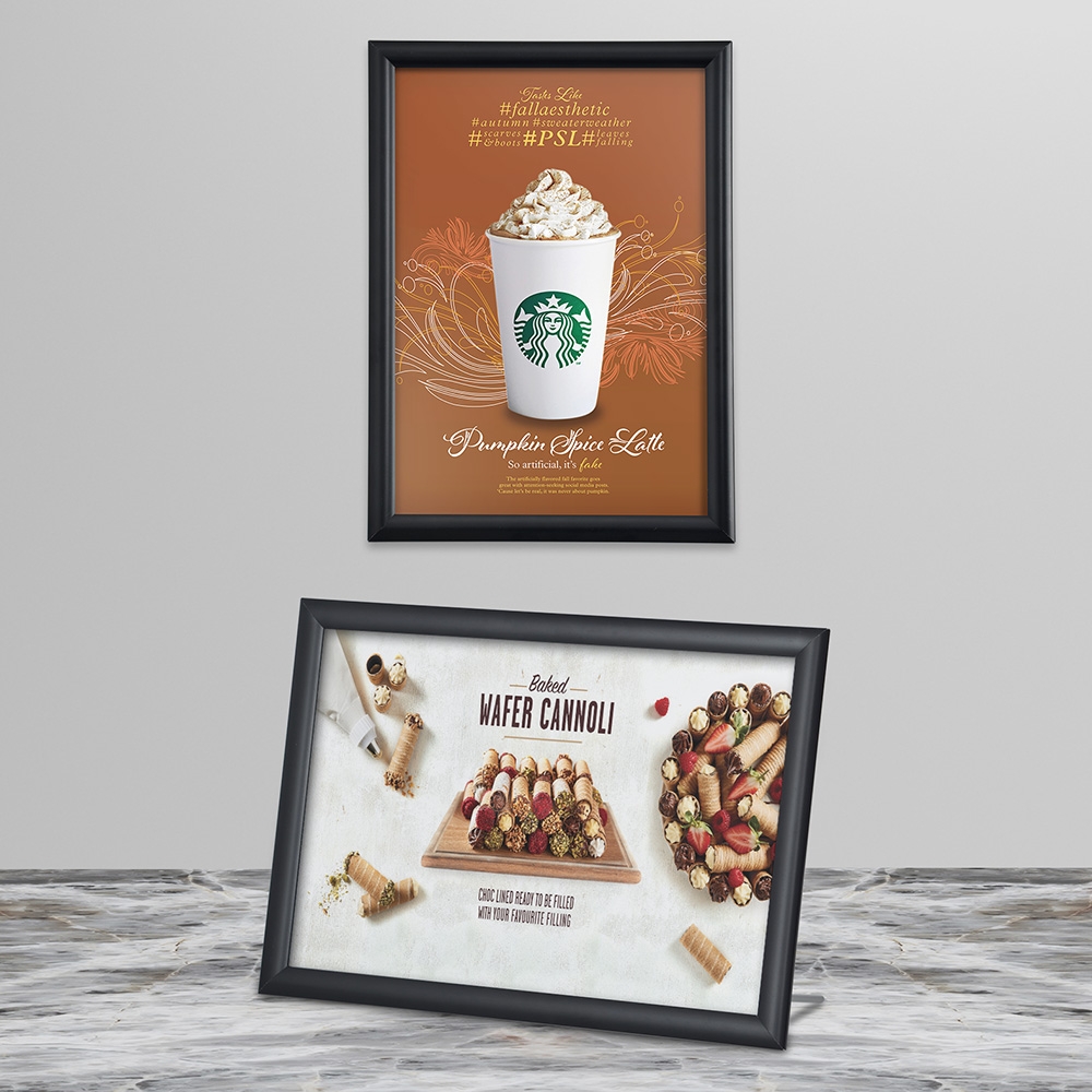 A3 Aluminium Poster Snap Frames - Black - Ships Same Day!