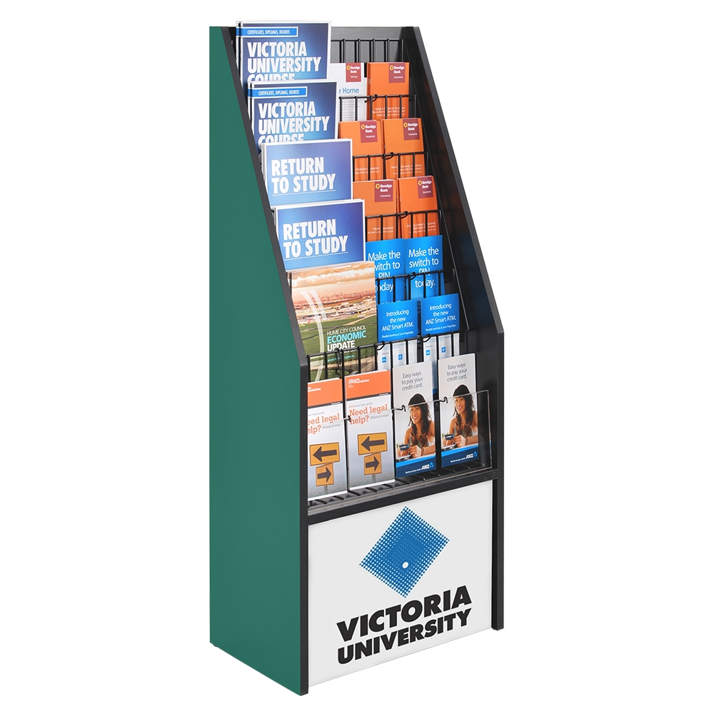 Black Brochure Stand - 6 Tiers w/Custom Printed Graphics