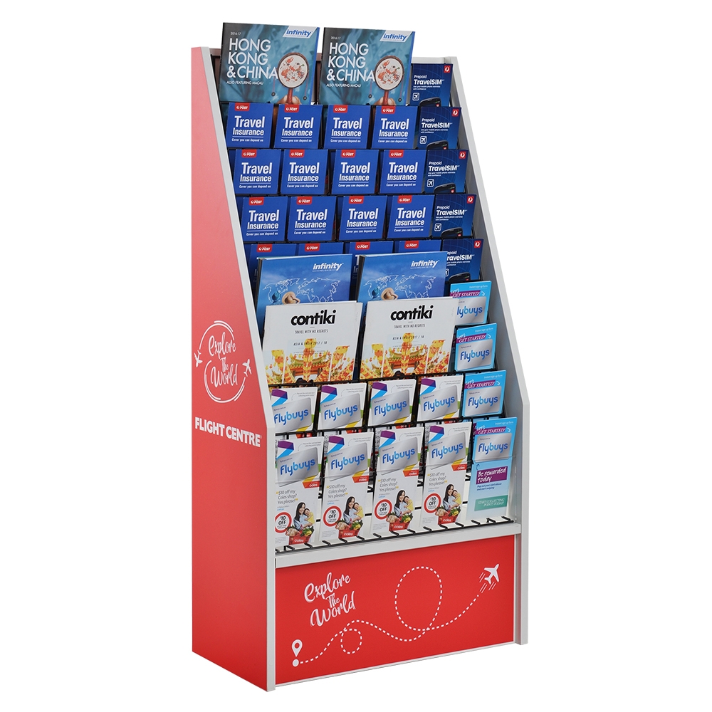 Brochure Floor Stand - 1.2m Tall - 9-Tier w/ 3 Custom Printed Panels