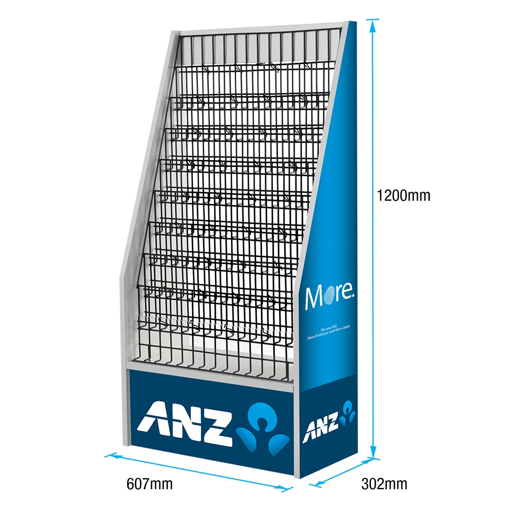 Brochure Floor Stand - 1.2m Tall - 9-Tier w/ 3 Custom Printed Panels