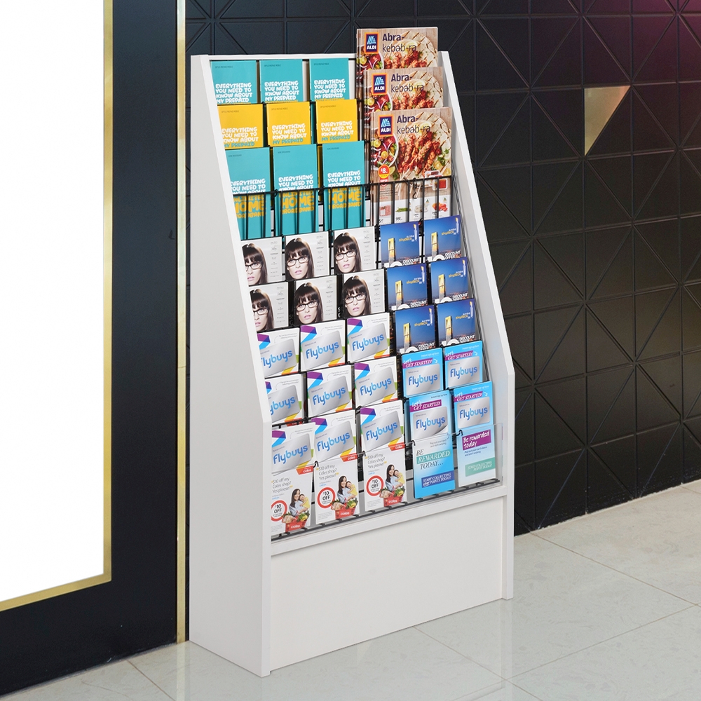 Floor Standing Brochure Display Rack - 9 Tier White - Ships Same Day
