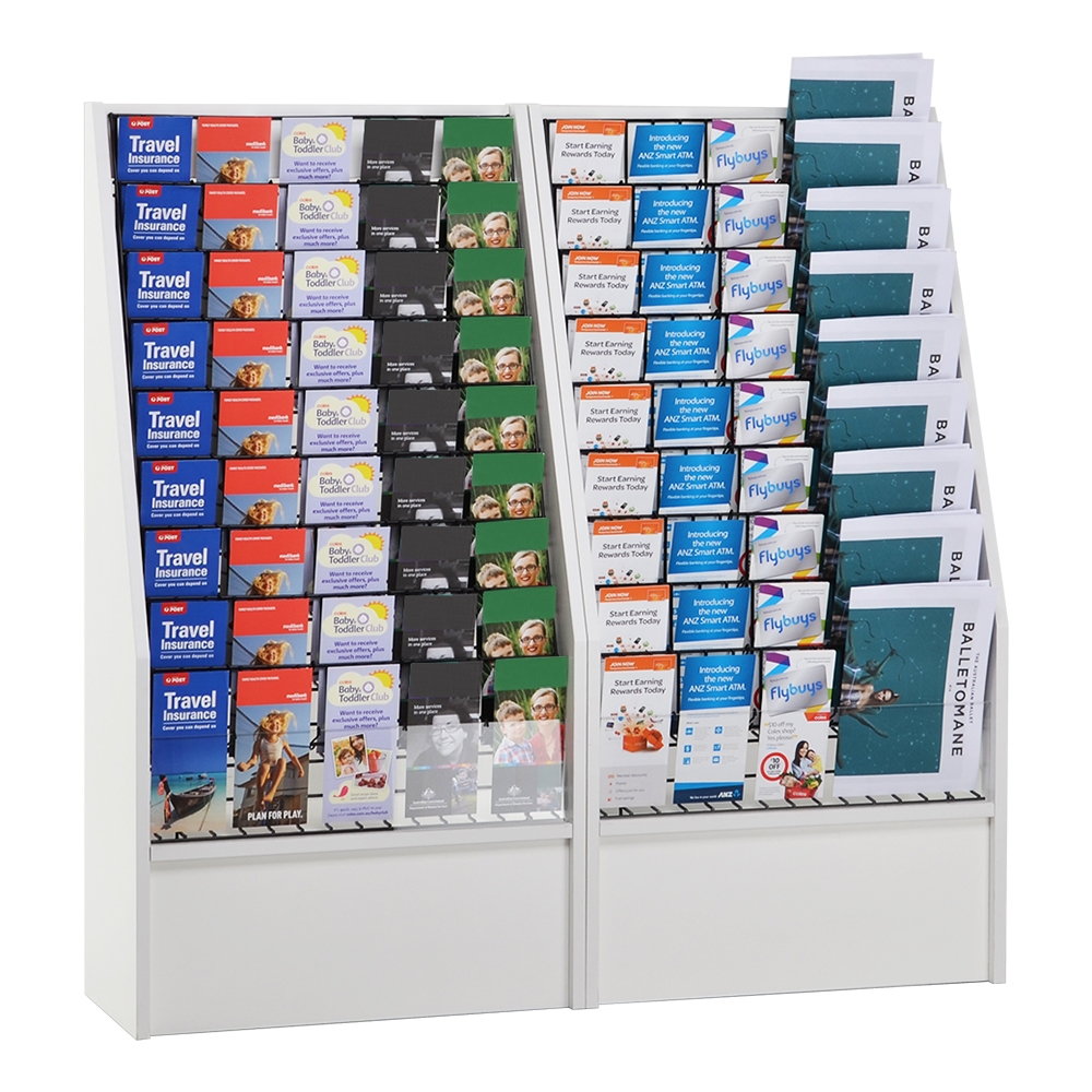 White Wood Literature Stand - 1.2m Tall w/ 9-Tiers - Ships Same Day!