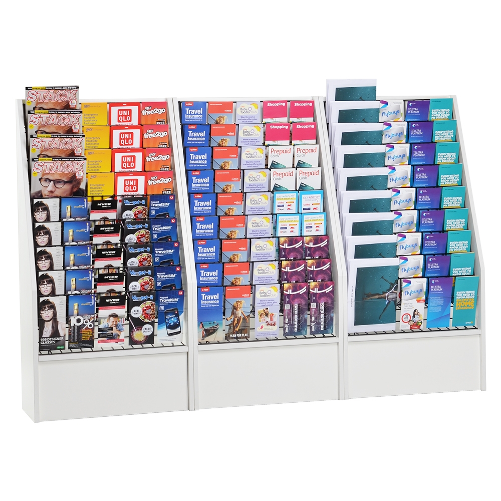 Floor Standing Brochure Holder - 3 Racks w/ 9-Tiers - Ships Same Day