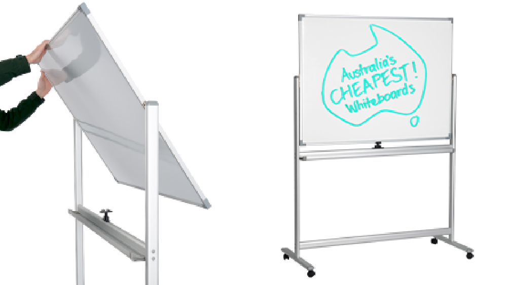 Free Standing White Board – 90 x 120cm w/ Wheels