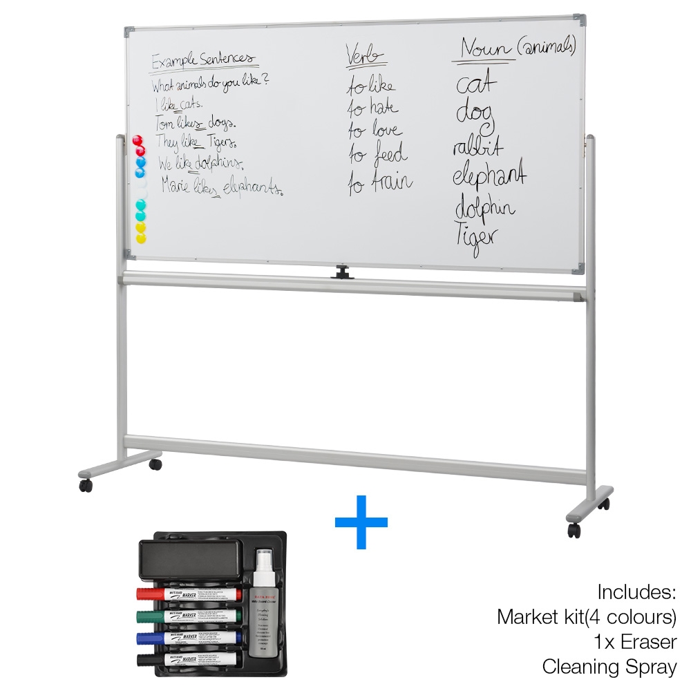 White Board with Wheels – 90 x 180cm – Ships Same Day!