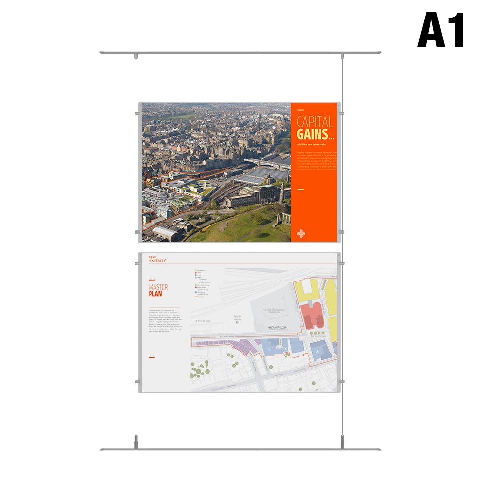 Hanging Window Display- A1 Acrylic Frame & Cable Kit