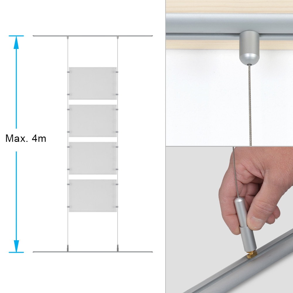 Hanging Cable Systems- 2-sided A3 Acrylic Frame Kits