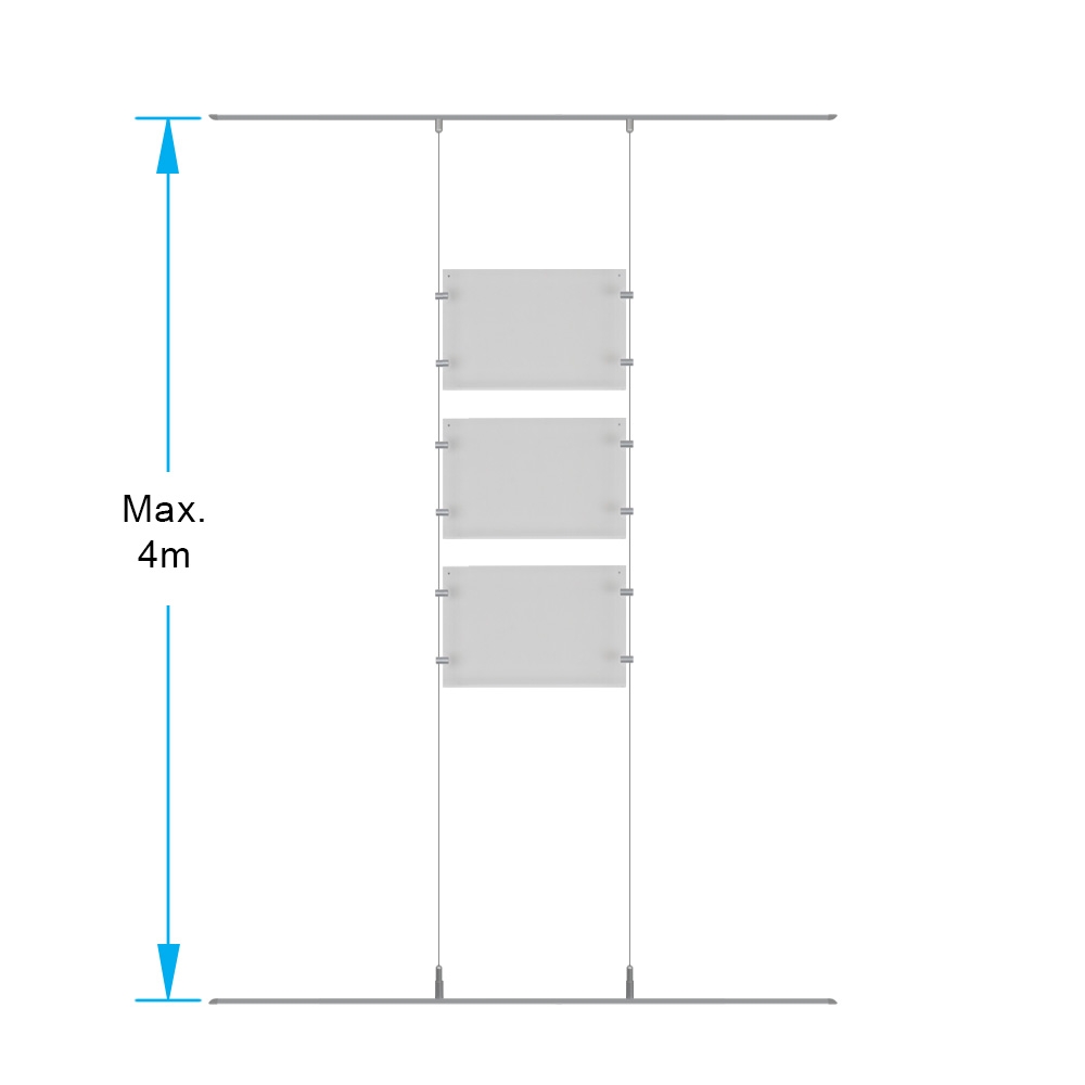 Hanging Rail System A4 Acrylic Frame And Cable Kits