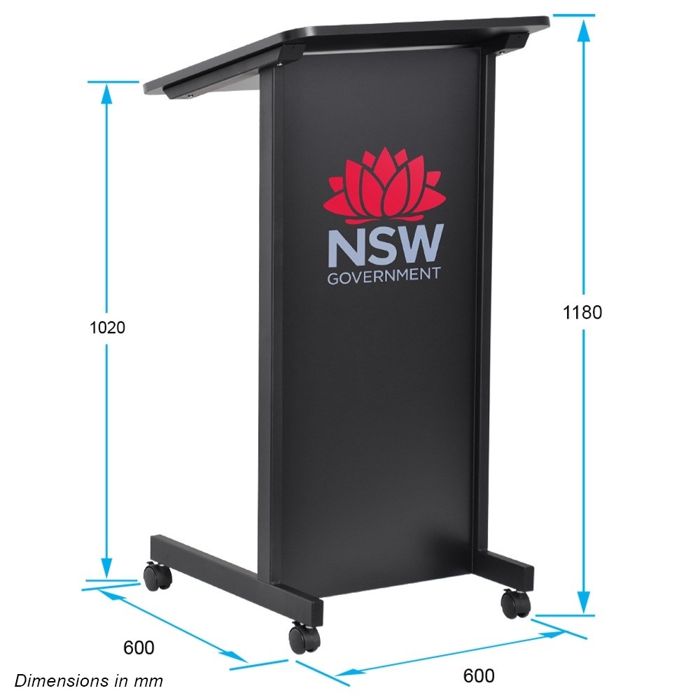 Portable Presentation Lectern - Wheeled w/Custom Print & Cut Graphic