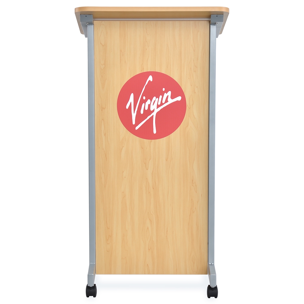 Movable Lectern - Wooden with Maple Finish & Custom Printed Graphic
