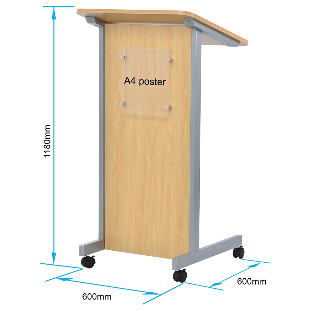 Portable Podium - Maple Finish w/A4 Poster Holder - Ships Same Day!
