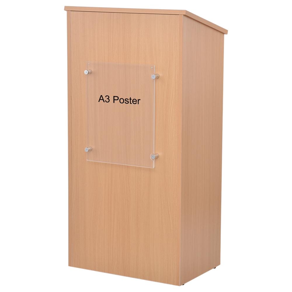 Stand Up Podium - Beech Wood Lectern w/A3 Sign Frame - Ships Same Day