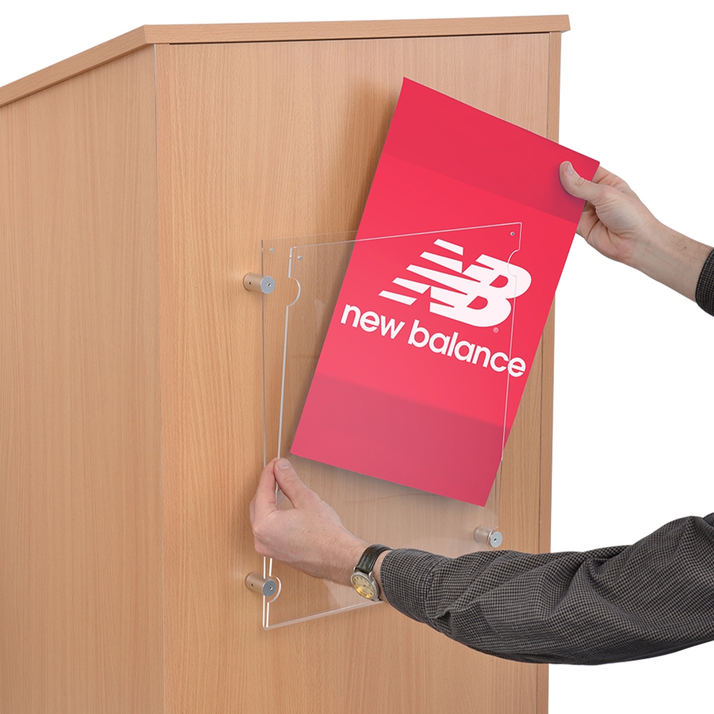 Stand Up Podium - Beech Wood Lectern w/A3 Sign Frame - Ships Same Day