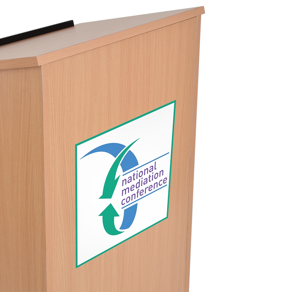 Custom Wood Podiums - Beech Finish w/Custom Printed Graphic Logo!