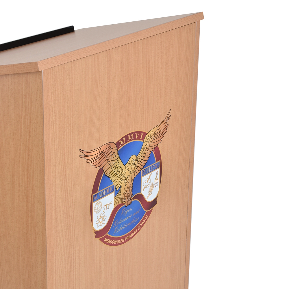 Podium Branding - Beech Wood Lectern w/Custom Printed Graphic Logo!