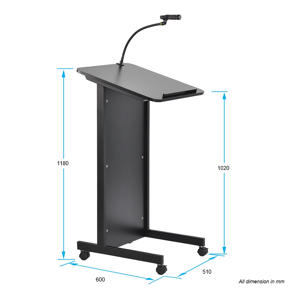 Lectern with Mic Holder - 600mm Gooseneck Clamp - Ships Same Day!