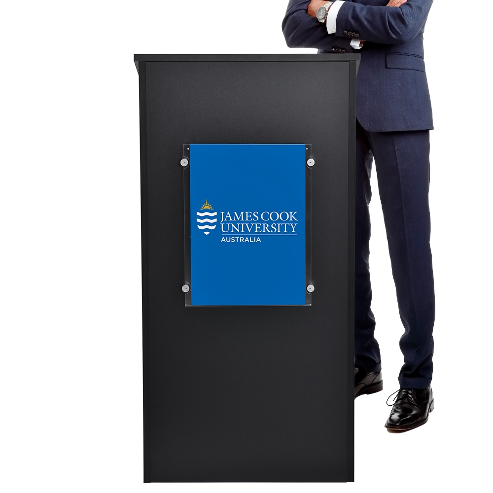 Modern Church Lectern - Black Finish & A3 Sign Frame - Ships Same Day
