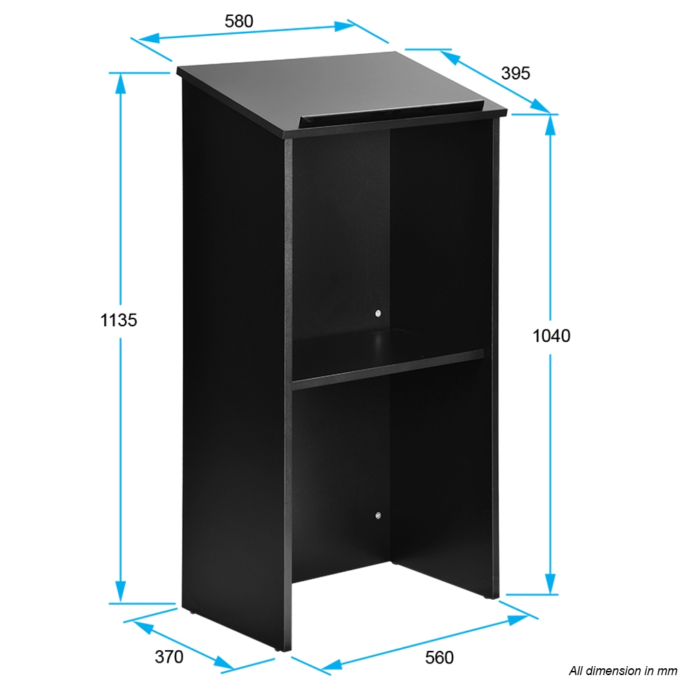 Modern Church Lectern - Black Finish & A3 Sign Frame - Ships Same Day