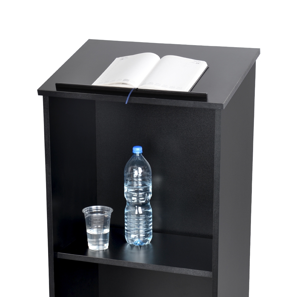 Lectern Branding - Black Wood Podium w/ Custom Printed Front Graphic