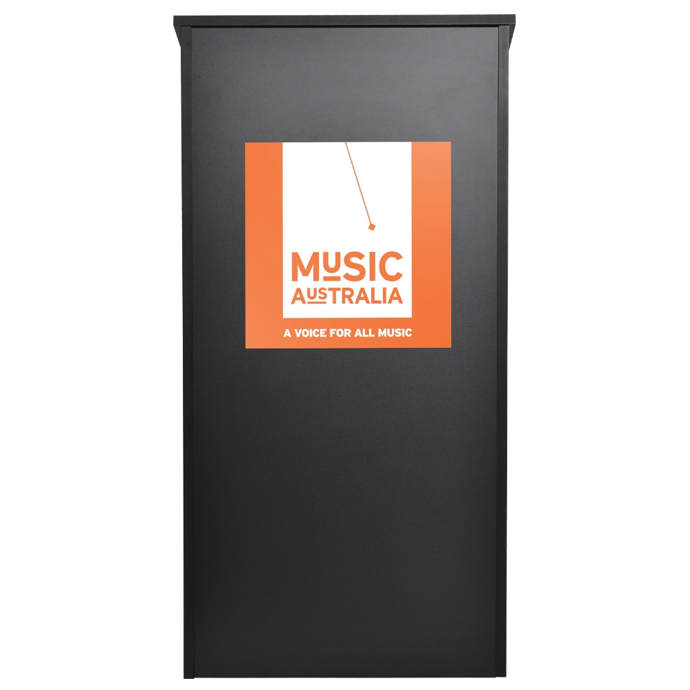 Lectern Branding - Black Wood Podium w/ Custom Printed Front Graphic