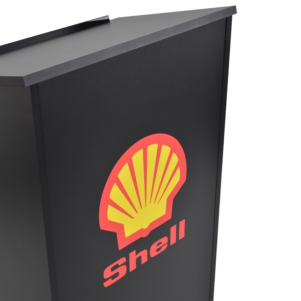 Branded Podium - Black Wood w/ Custom Printed & Cut Graphic Logo