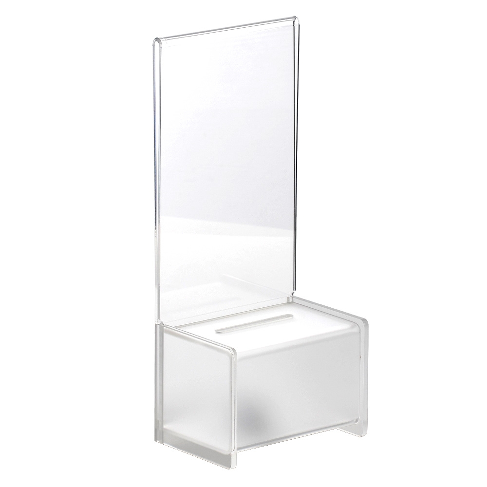 Donation Box Sign - Acrylic Box w/DL Holder - Ships Same Day