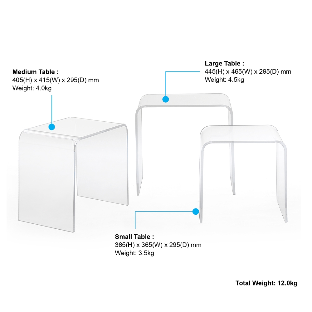 Set of 3 Acrylic Retail Display Risers