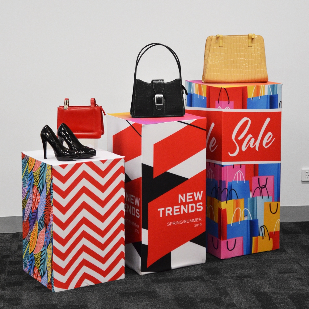 Display Plinth Printing - 3 Stretch Fabric Wrap Sizes w/Custom Design