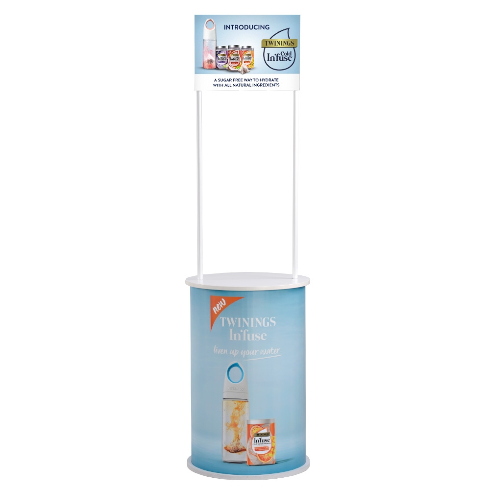 Kiosk Counter Display - Custom Print Vinyl Header & Counter Wrap