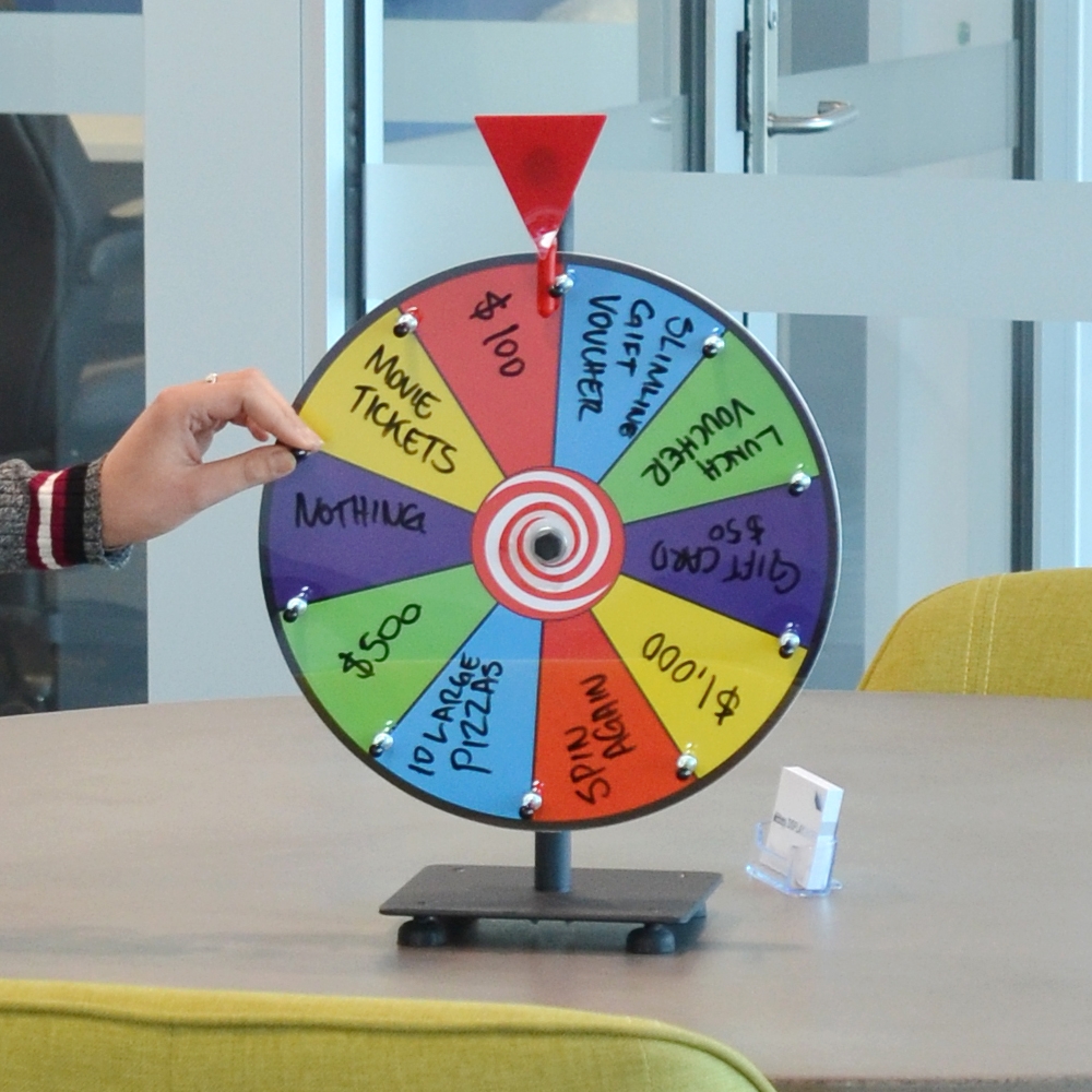 Mini Prize Wheel - 30cm Wheel w/ 10 Dry Erase Slots - Ships Same Day!