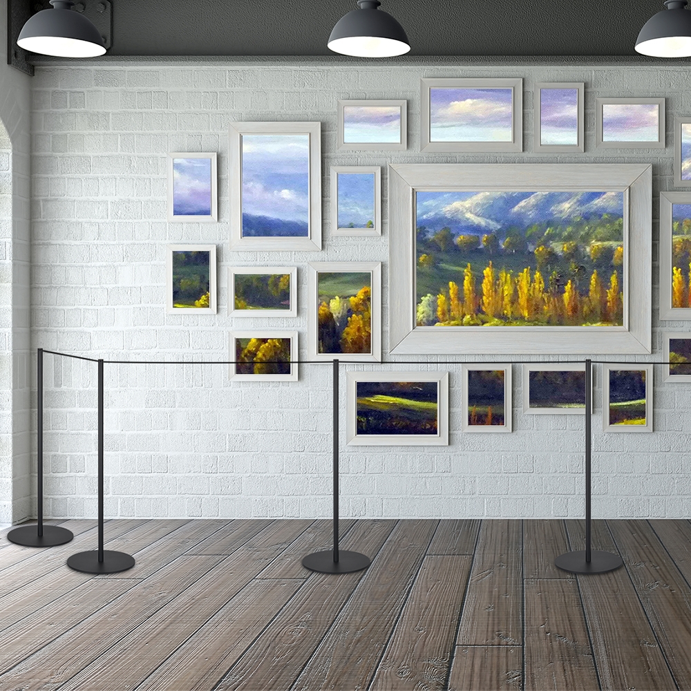 Museum Barrier Systems - 6 Slim Posts & 15m Elastic Cord