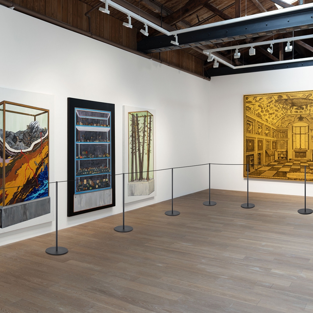 Museum Barriers - 8 Slim Posts & 30m Elastic Cord