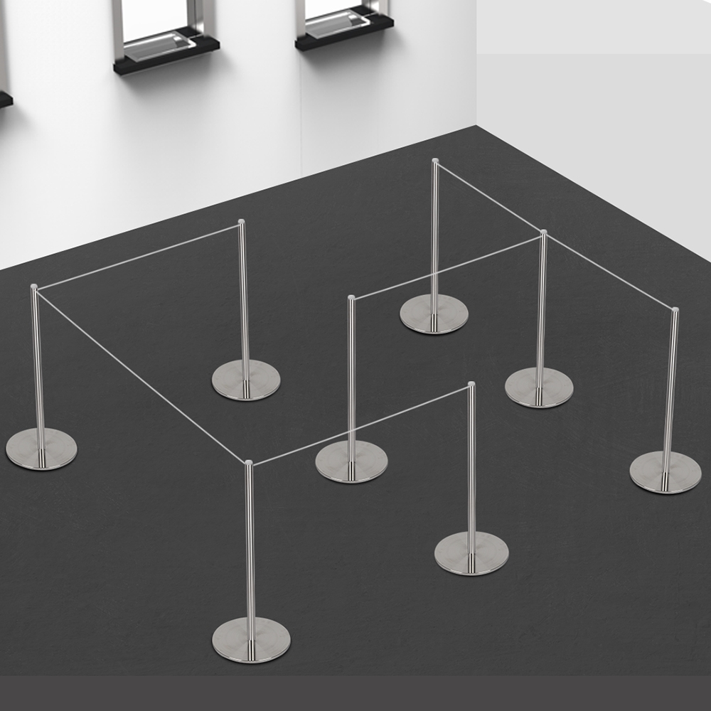 Museum Display Barriers - 8 Slim Posts & 30m Elastic Cord