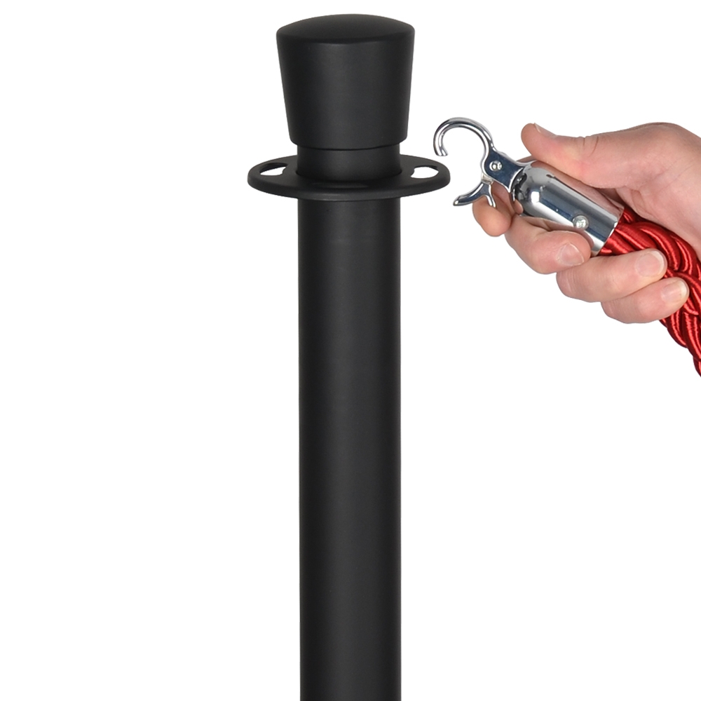 Rope Queue Barriers - Black Posts & 2m Red Rope - Ships Same Day!